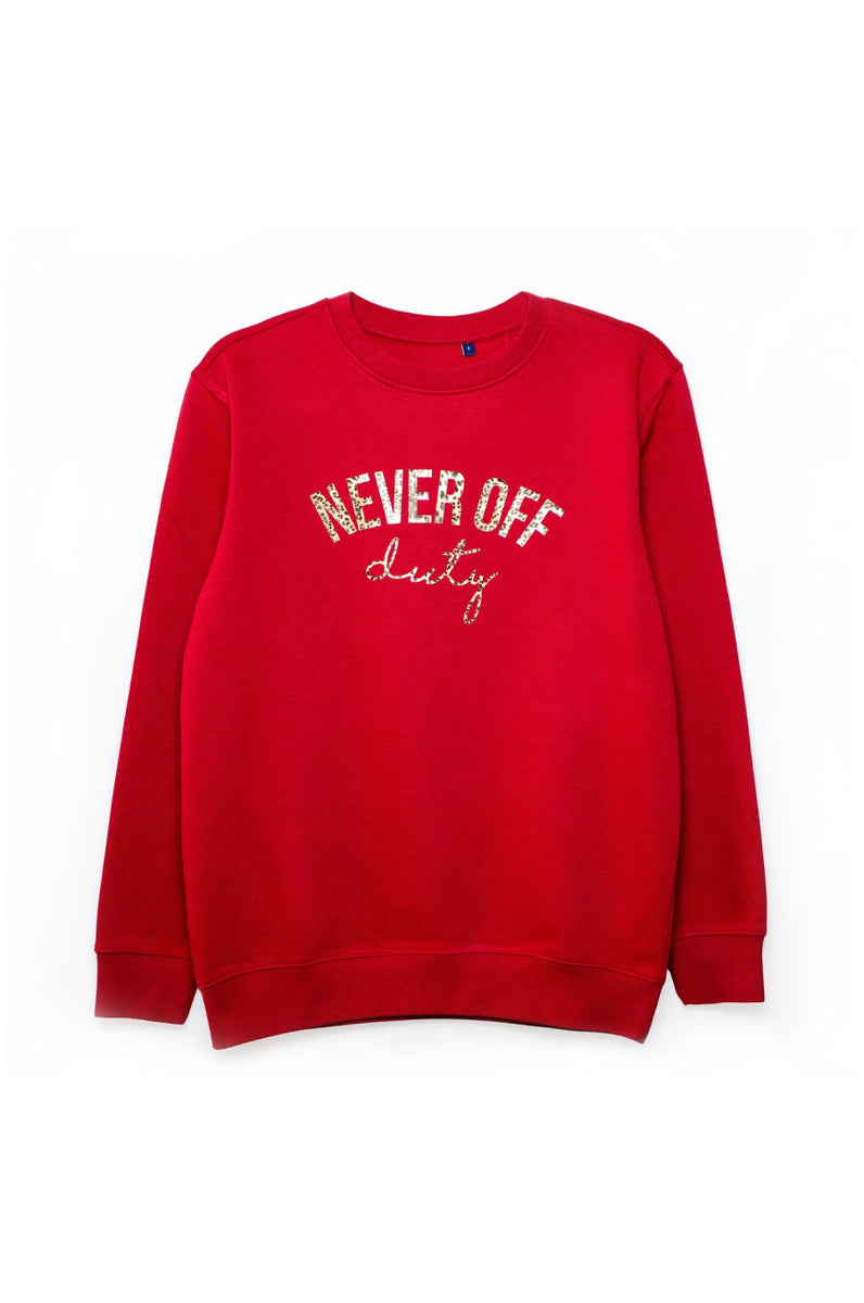 Never Off Duty leopard print cherry red jumper – Beth Campagna Fitness